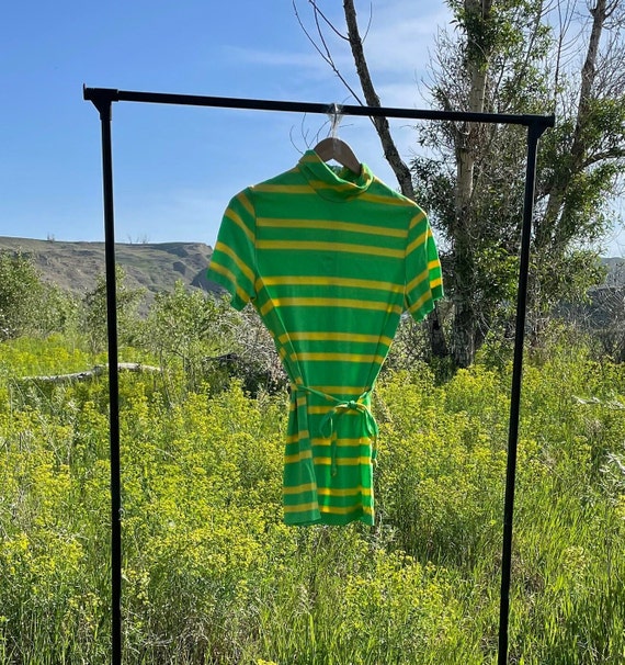 1960s/70s Neon Green and Yellow Turtle Neck Top - Gem