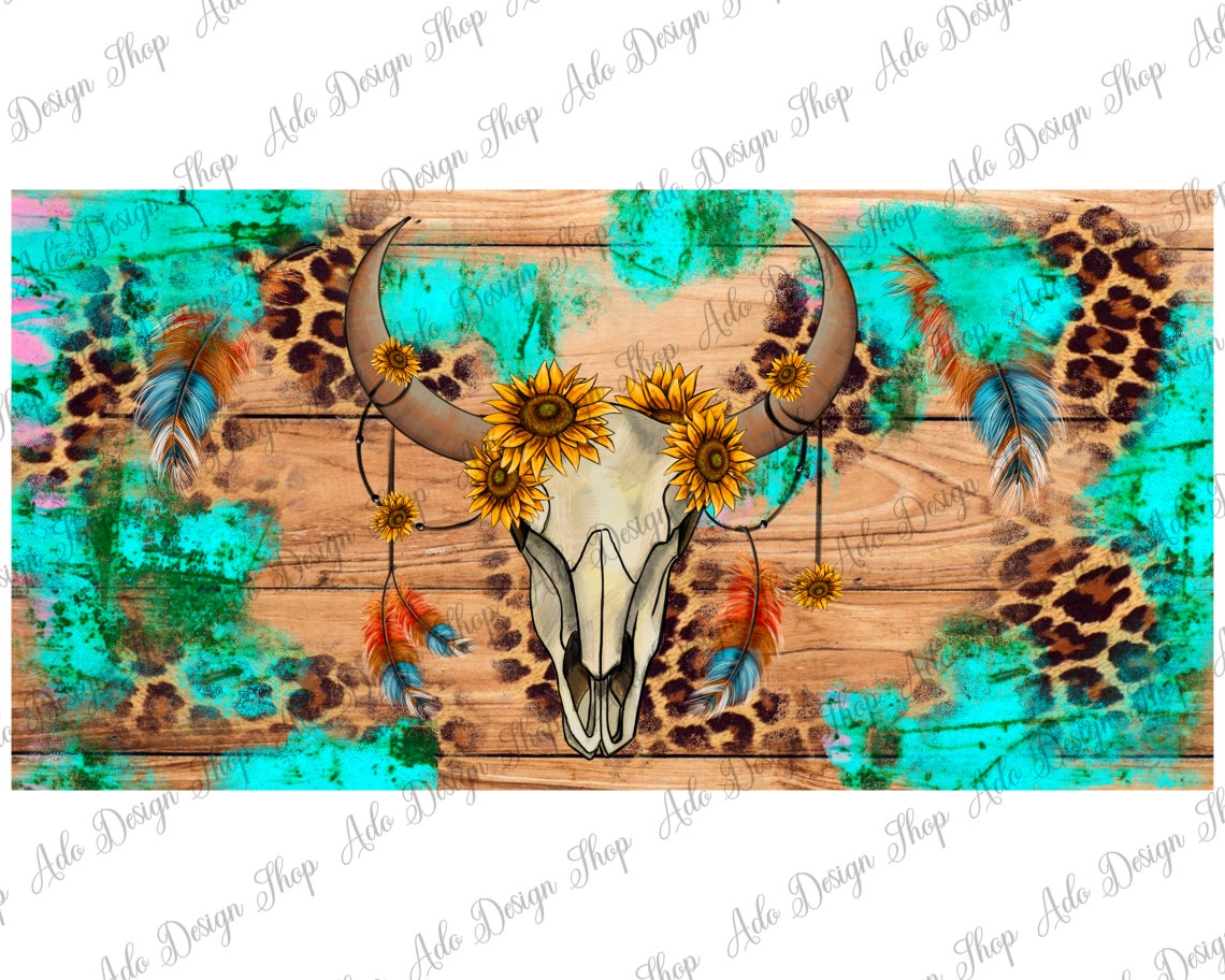 Western Bull Skull Licence Plate Sublimation Design,bull Skull Png ...