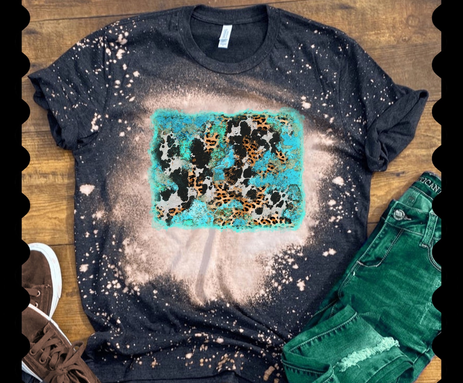 Turquoise Cowhide Leopard Distressed Background Png - Etsy