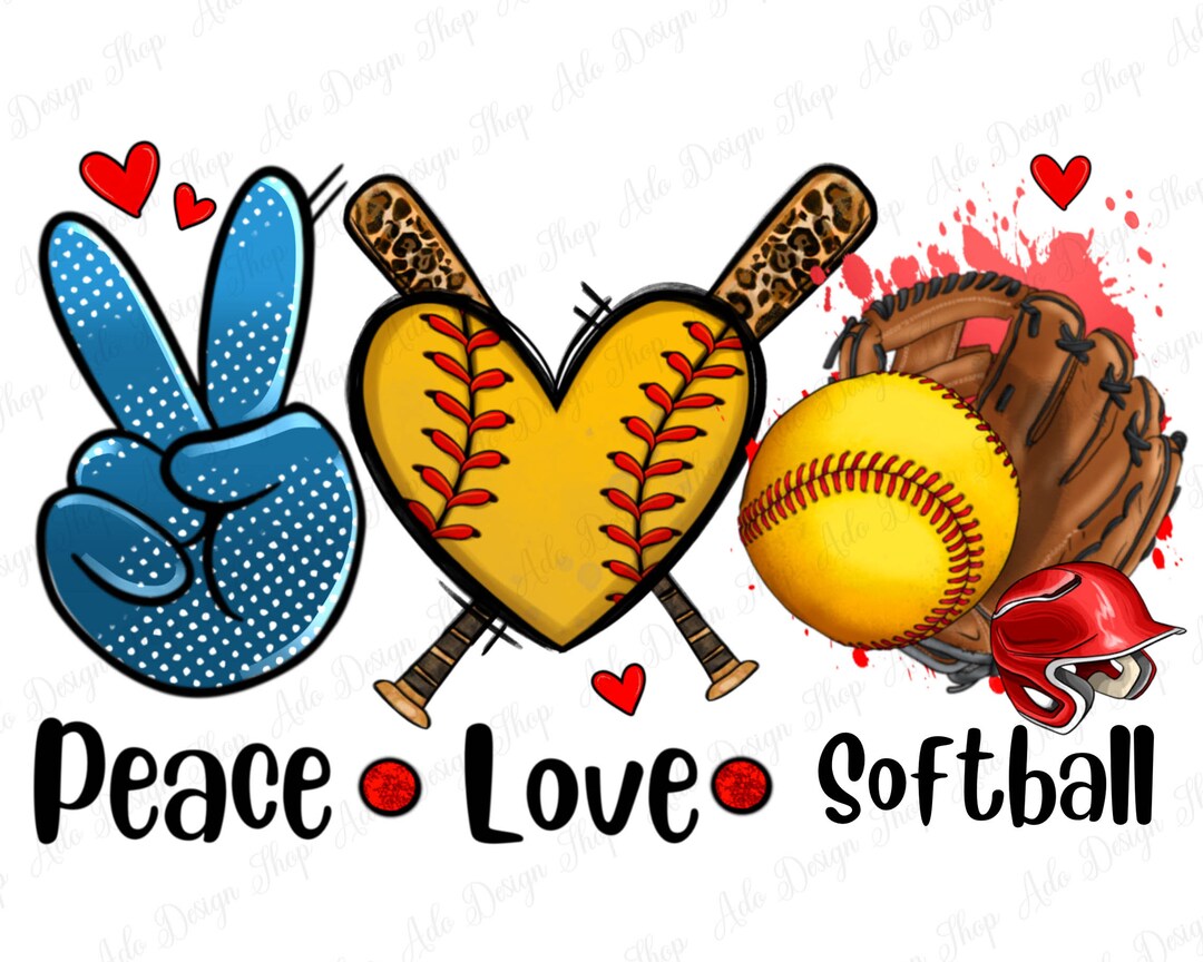 Peace Love Softball Png Sublimation Design Download, Softball Png, Game ...