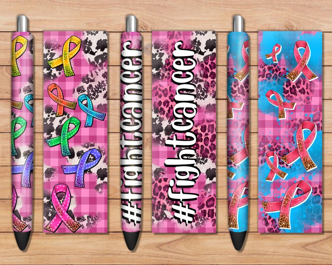 Ribbons and Fight Cancer Pen Wraps Sublimation Design, Cancer Pen Wrap ...
