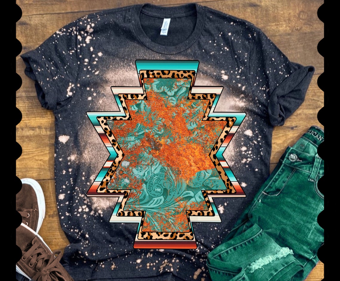 Serape Aztec Tooled Leather Leopard Rust Png Sublimation Design, Aztec ...