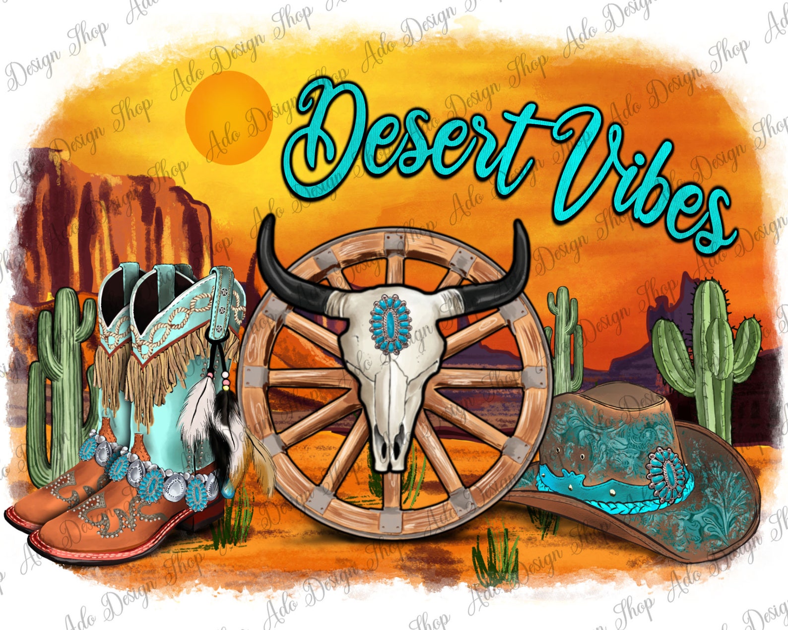 Desert Vibes Distressed Background Png Design Desert Vibes - Etsy