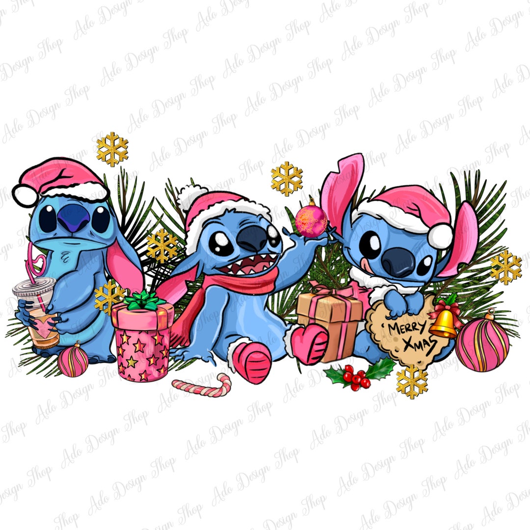 Pink Christmas Stitch and Gifts Png Sublimation Design Download ...