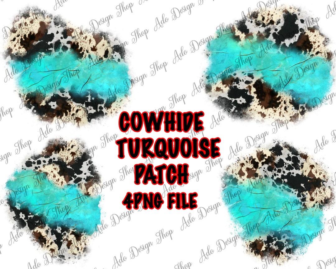 Turquoise Cowhide Western Png Patch Bundle Design, Western Patch Png ...
