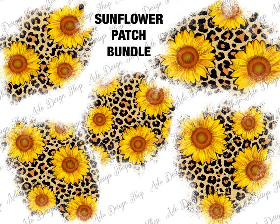 Leopard Sunflower Western Patch Bundle Png Design Sunflower | Etsy