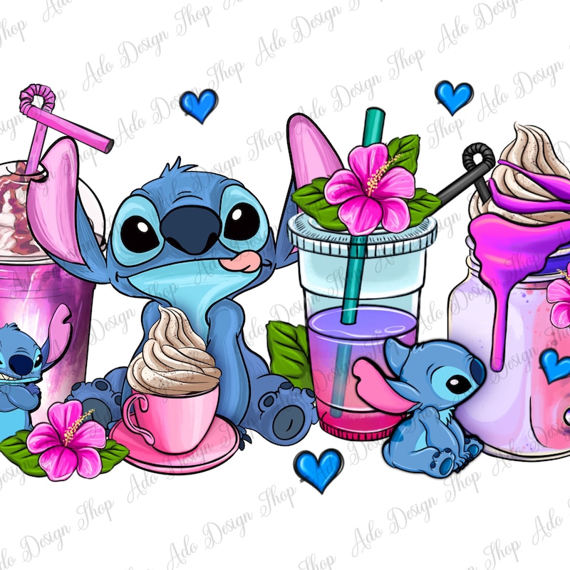 Stitch Drinking Boba - Etsy