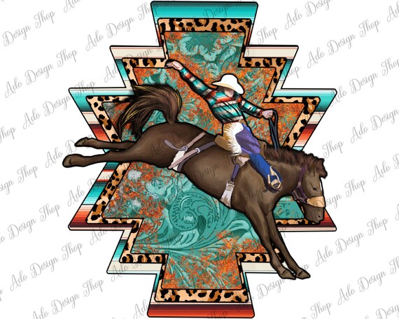 Aztec Background Bronco Rodeo Cowboy Png Sublimation Design | Etsy