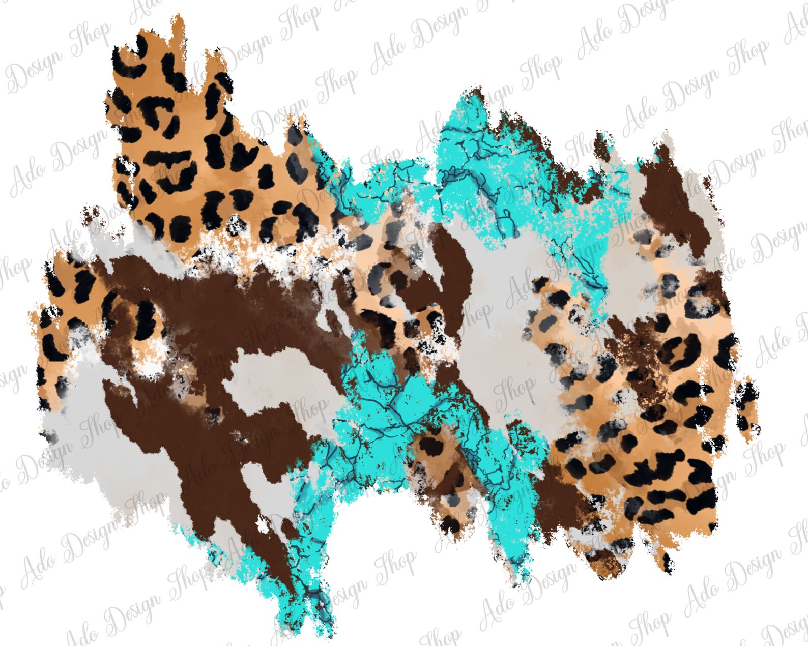 Cowhide Leopard Turquoise Patch Png,western Patch Bundle,western Patch ...