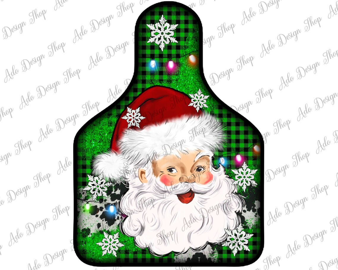Cow Tag Christmas Earring Bundle, Christmas Cow Tag Png, Santa Claus ...