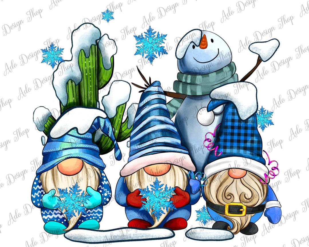 Winter Gnomes With Snowman and Cactus Png Sublimation Design, Winter ...