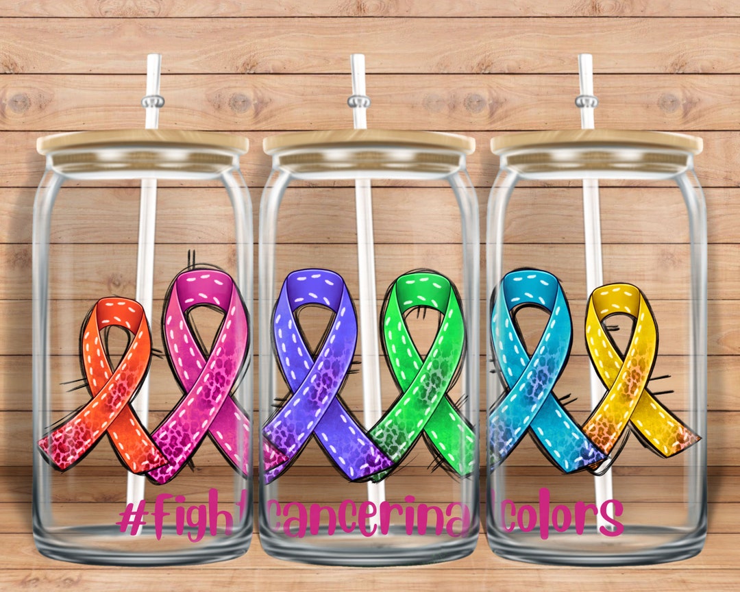Fight Cancer in All Colors Libbey Glass Png Sublimation Design, 16oz ...