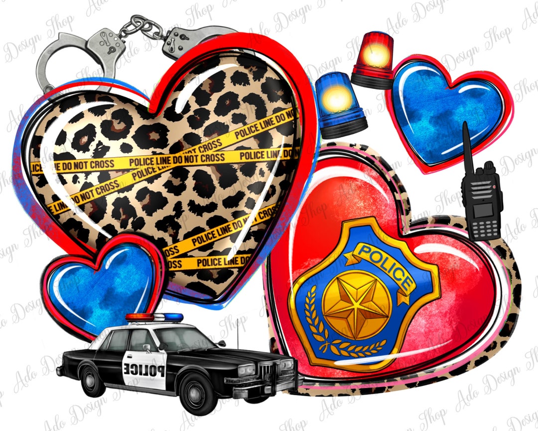 Western Police Hearts Png Sublimation Design Download, Police Png ...