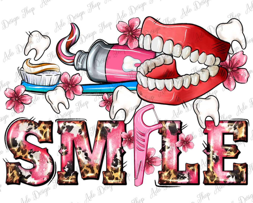 Smile With Teeth and Brush Png Sublimation Design, Smile With Teeth and ...