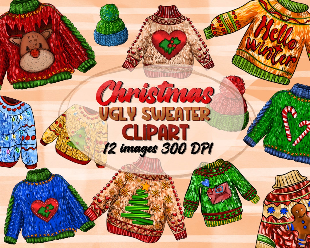 Christmas Ugly Sweater Clipart 12 Png Sublimation Design, Merry ...