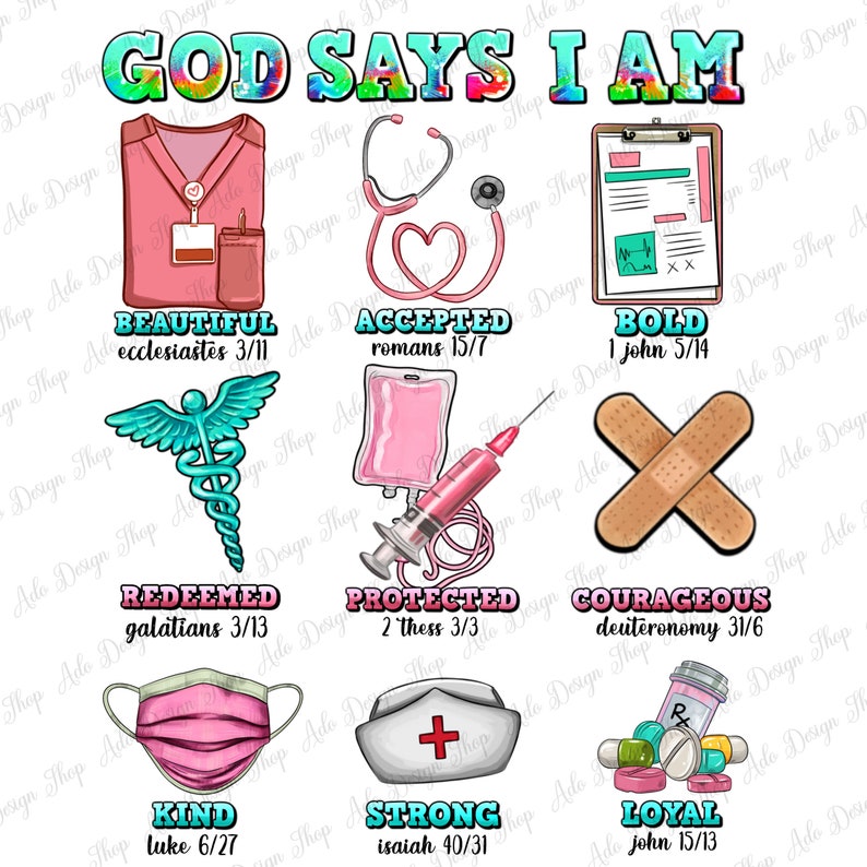 God Says I Am Nurse Png Sublimation Design Download, Nurse Life Png ...
