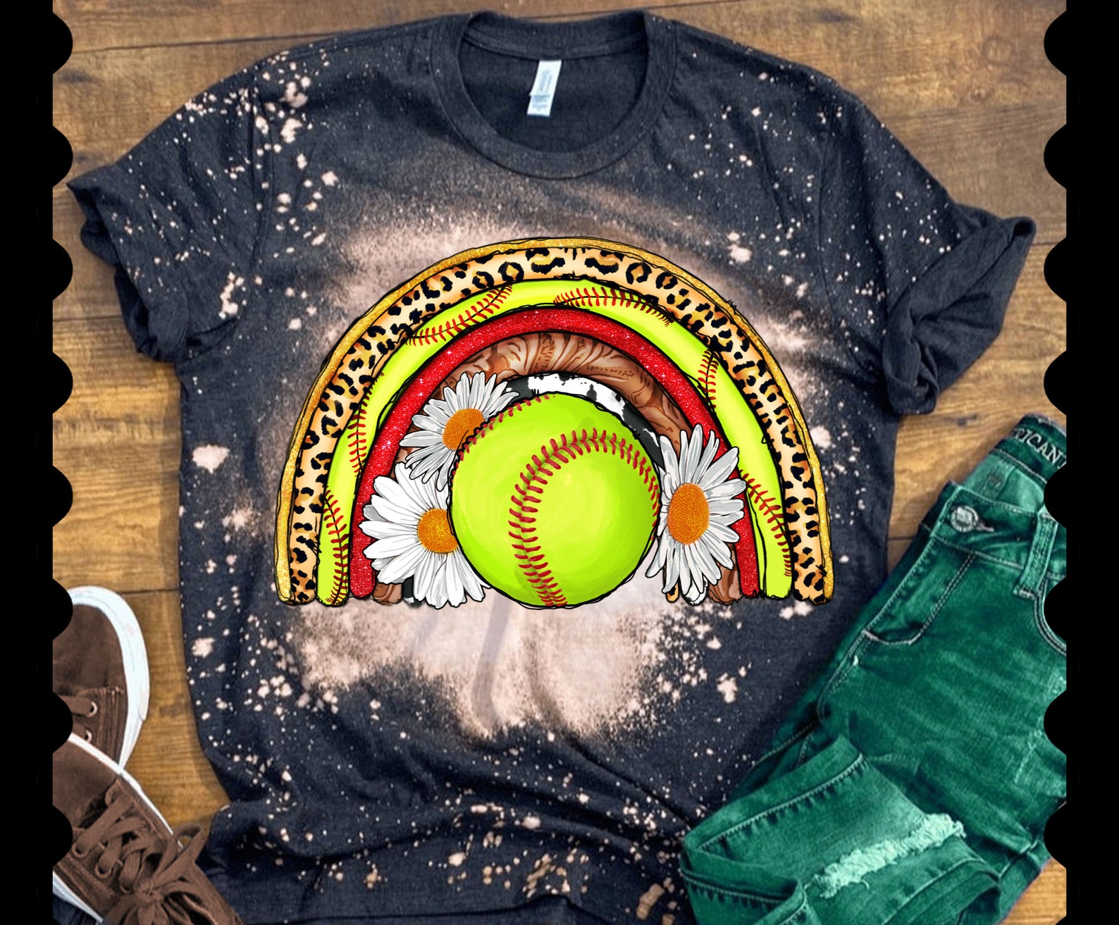Softball Floral Rainbow Png Sublimation Design Softball - Etsy