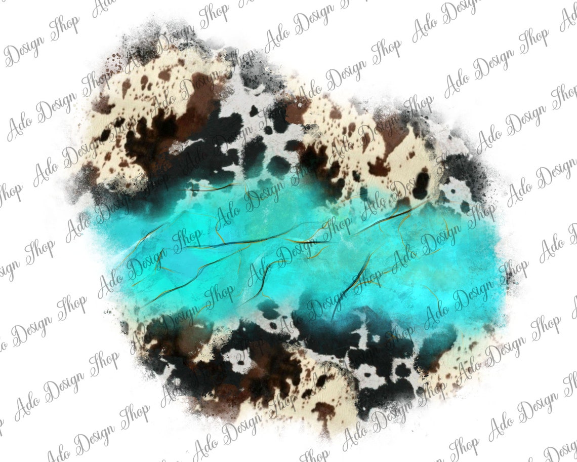 Turquoise Cowhide Western Png Patch Bundle Design Western - Etsy