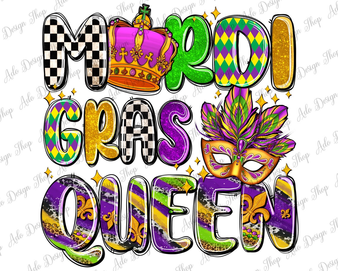 Mardi Gras Queen With Crown Png Sublimation Design Download - Etsy