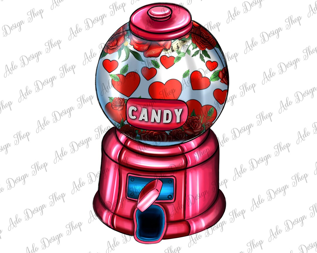 Love With Candy Machine Png Sublimation Design, Candy Machine Png, Gum ...
