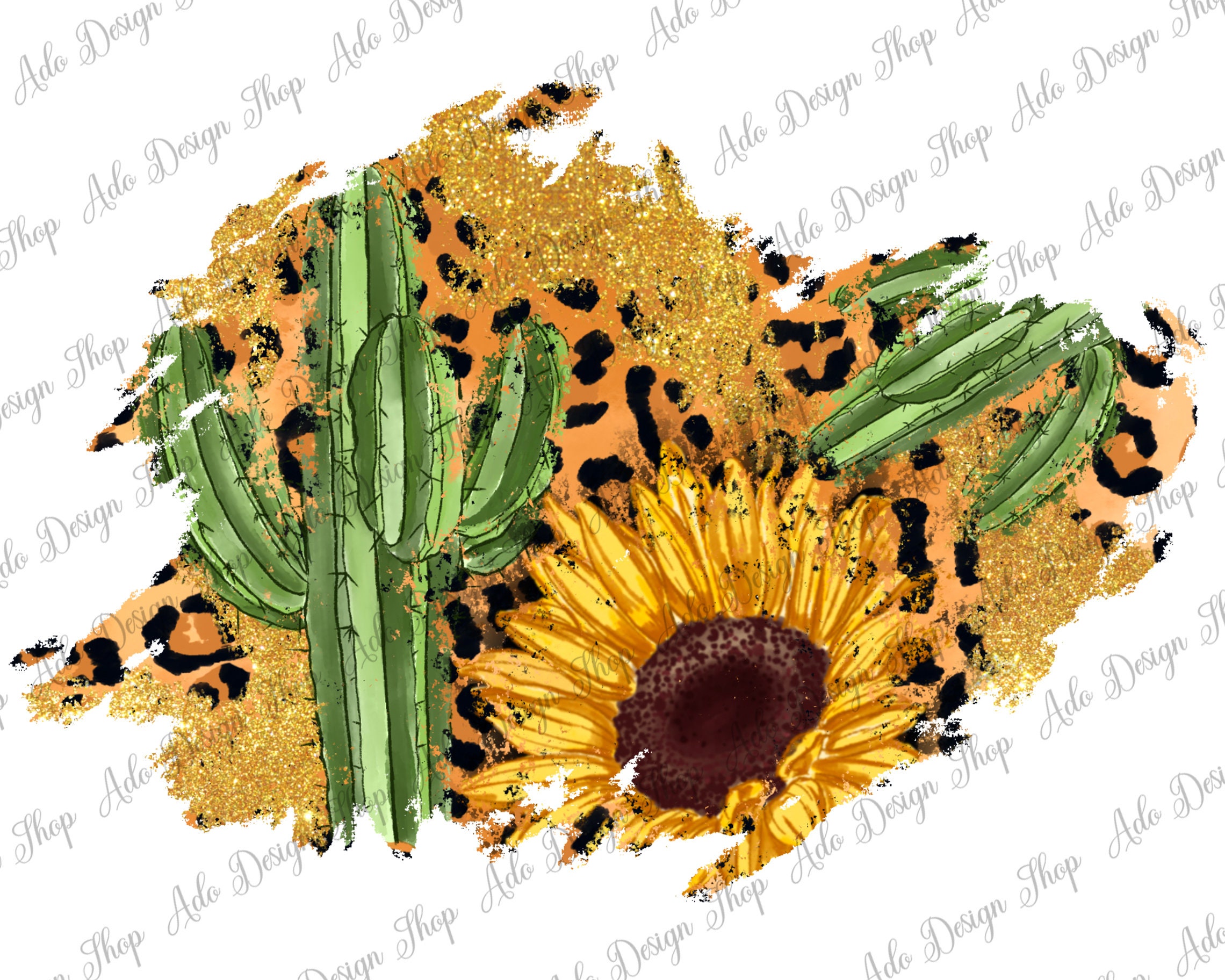 Sunflower Cactus Leopard Patch Png Western Patch Bundle - Etsy