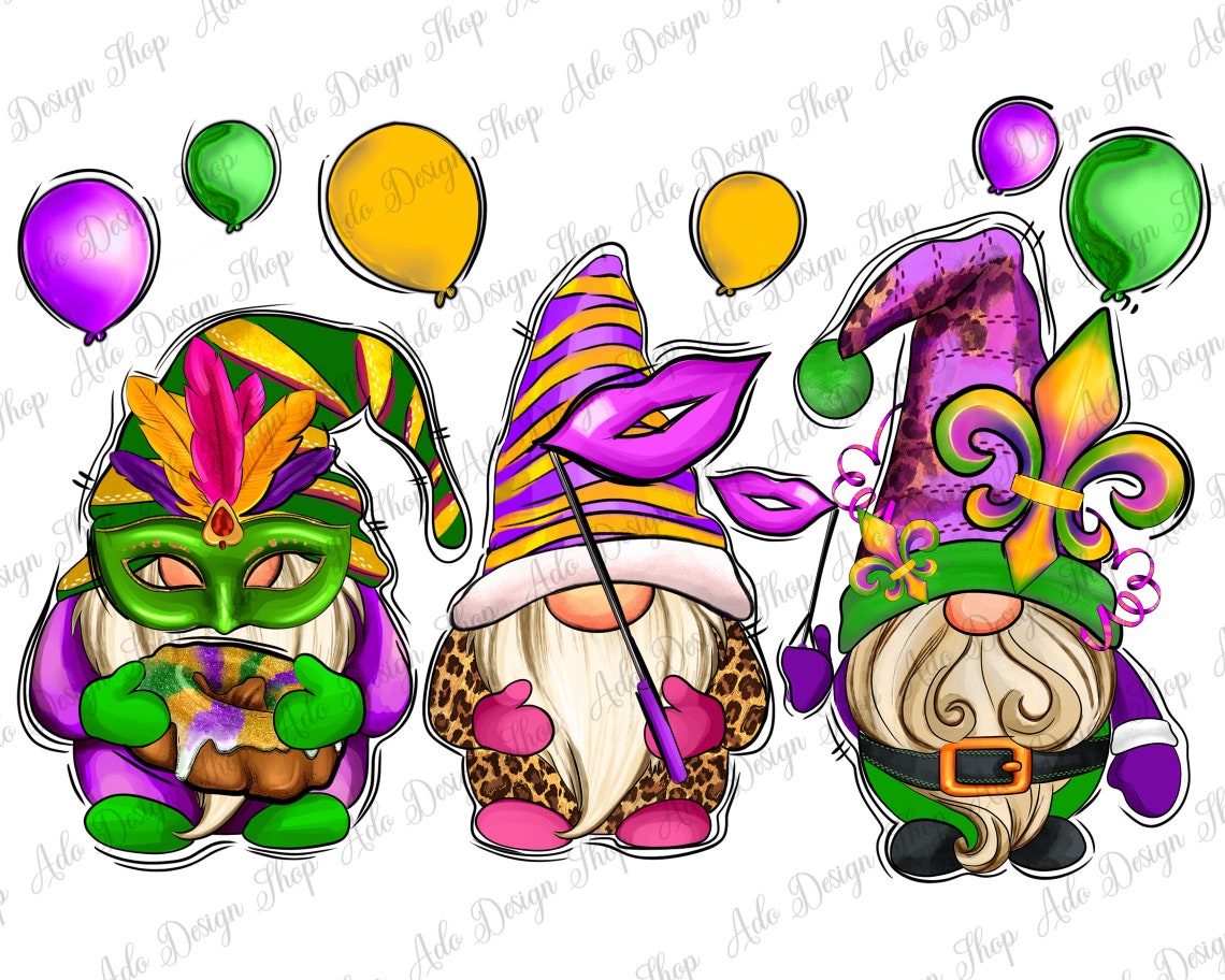 Mardi Gras Gnomies Png Sublimation Design Mardi Gras Png - Etsy
