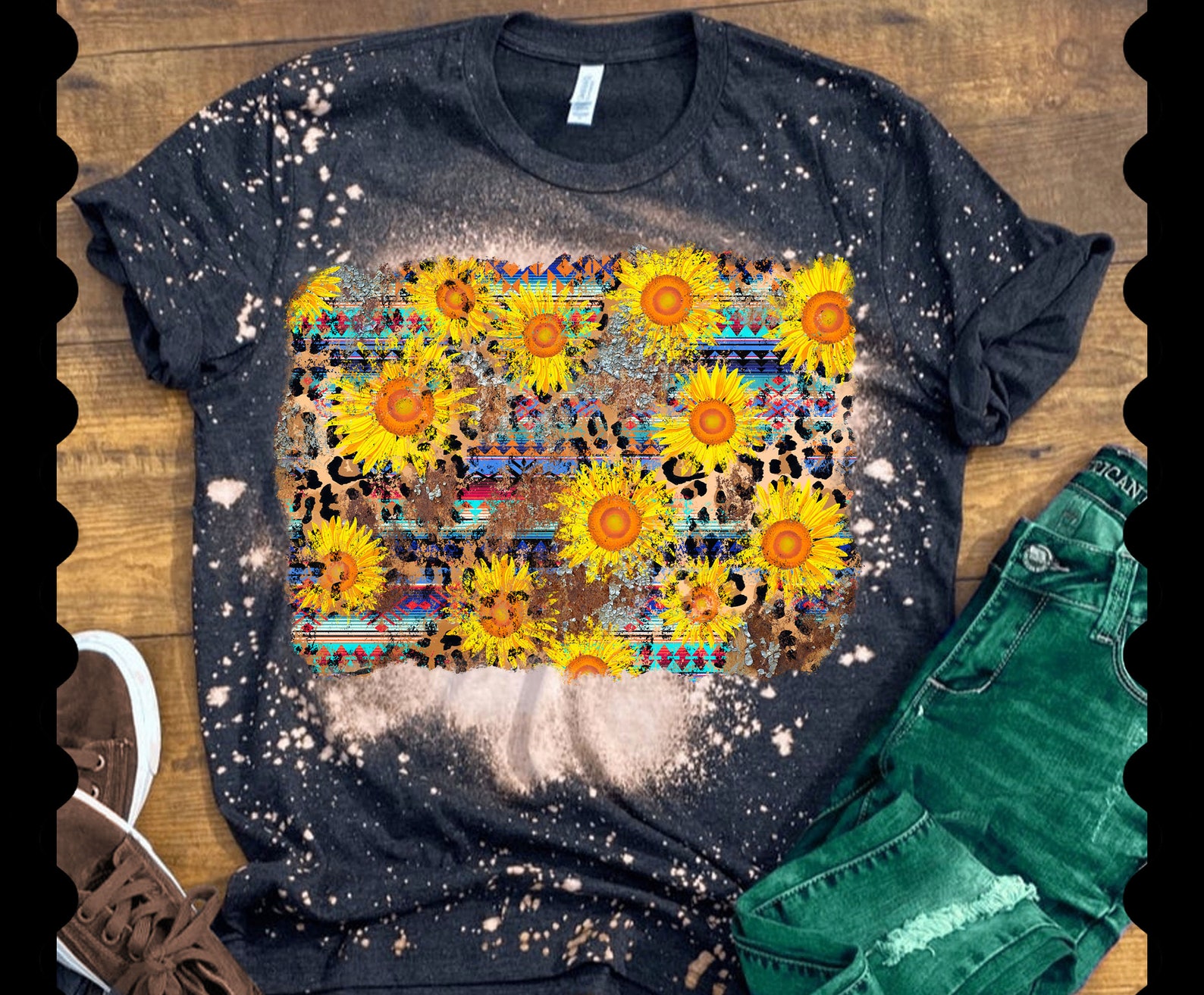 Aztec Sunflower Leopard Distressed Png Background, Sunflower Background ...