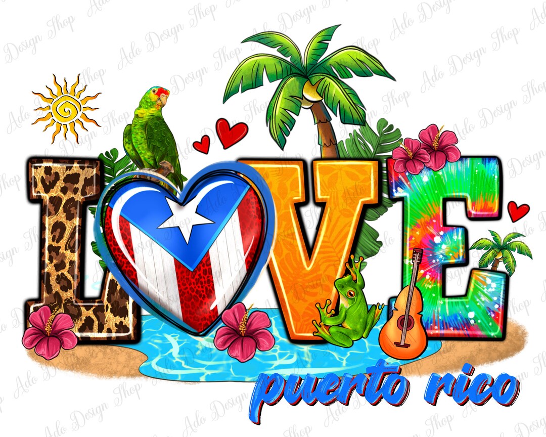 Love Puerto Rico Png Sublimation Design Download, Puerto Rico Flag Png, Palm Trees Png, Summer ...