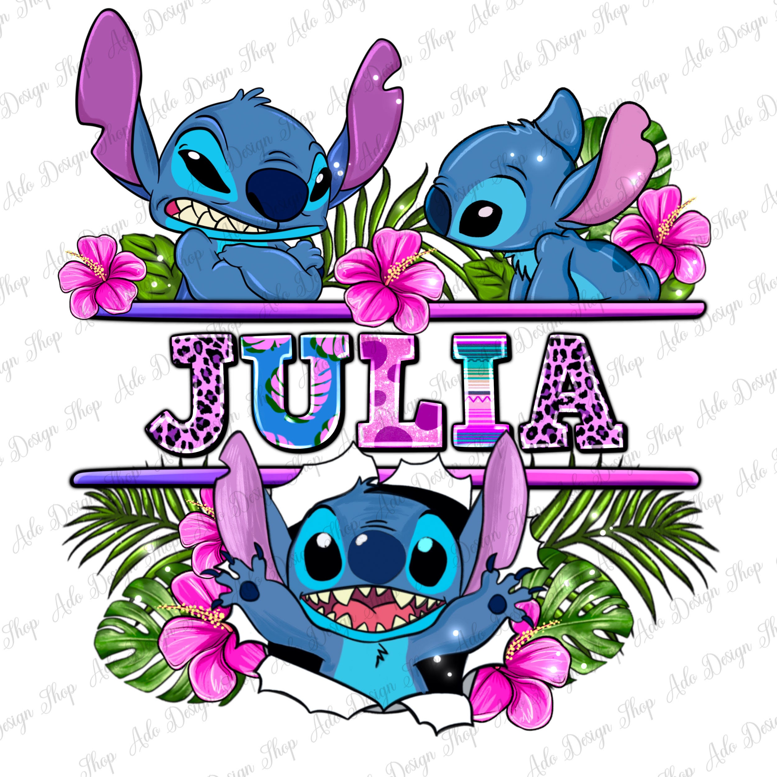 Nombre personalizado floral Stitch png descarga de diseño de ...