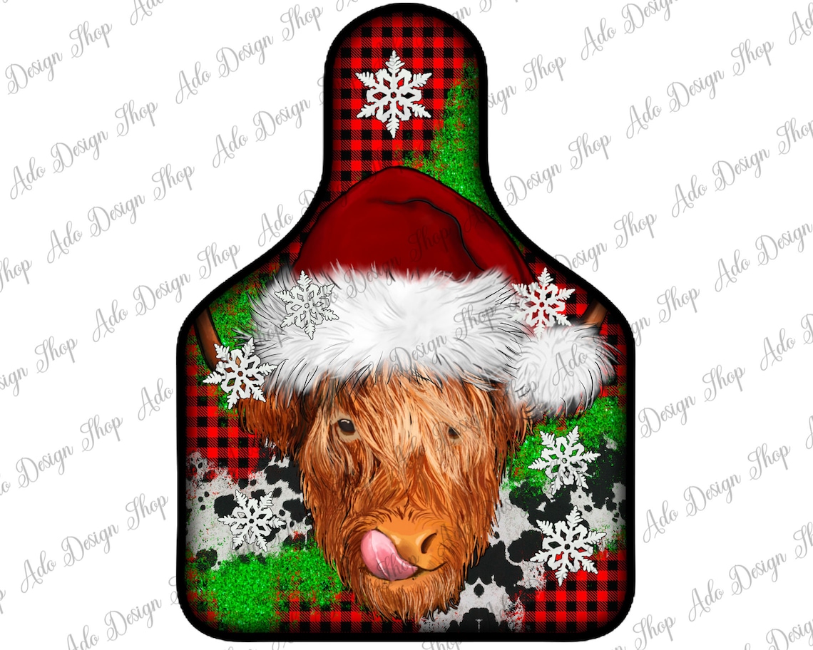 Cow Tag Christmas Earring Bundle, Christmas Cow Tag Png, Santa Claus ...