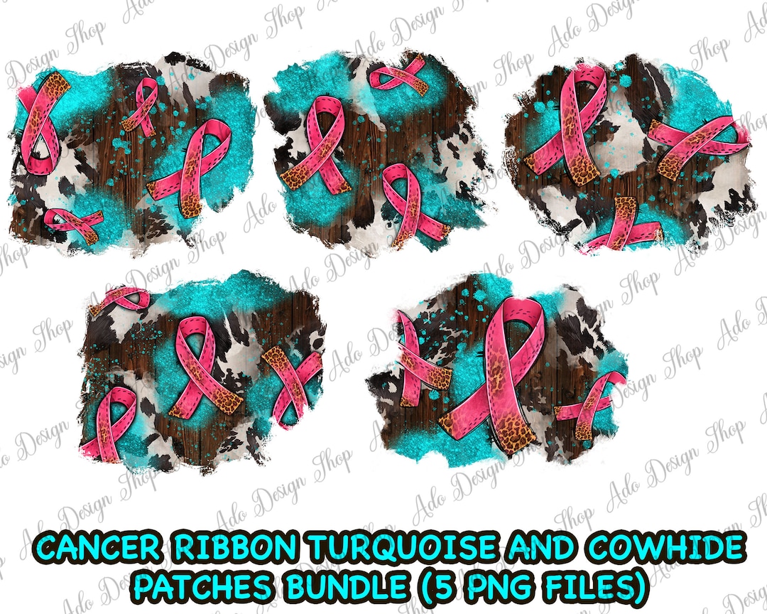 Cancer Ribbon Turquoise Patch Bundle Png Design, Cancer Patches Png ...