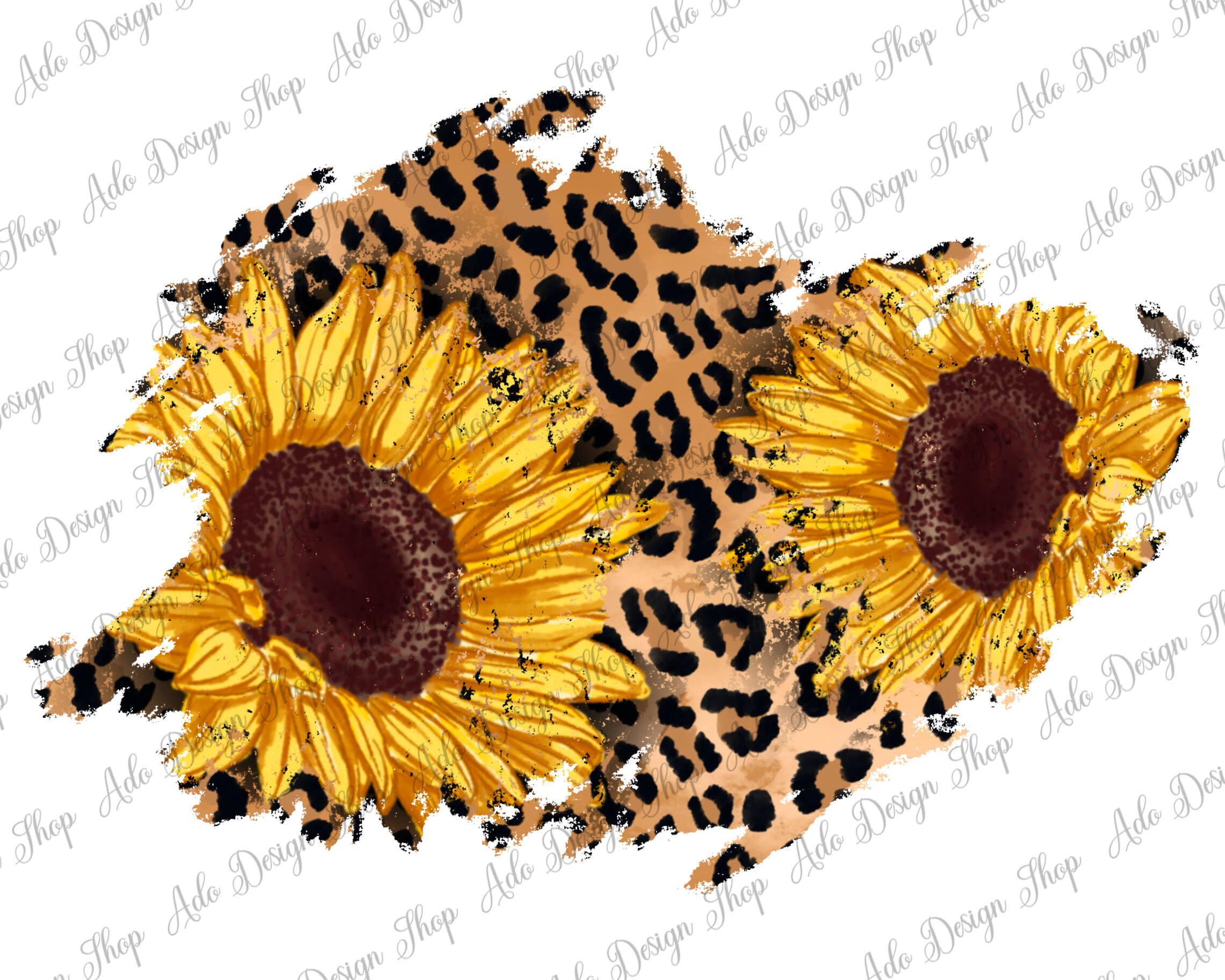 Sunflower Leopard Patch Png Western Patch Bundle Leopard - Etsy