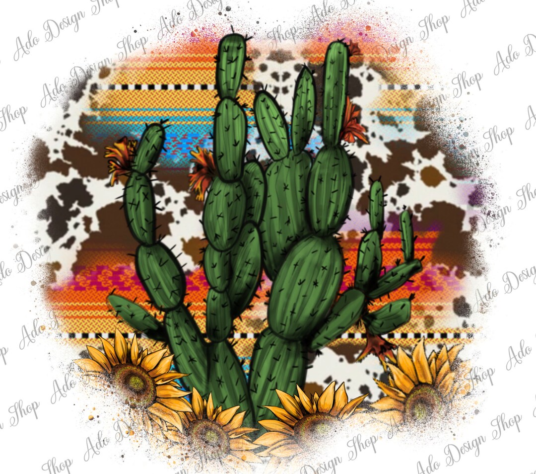 Western Cactus Png Sublimation Design, Aztec Png, Sunflower Cactus Png ...