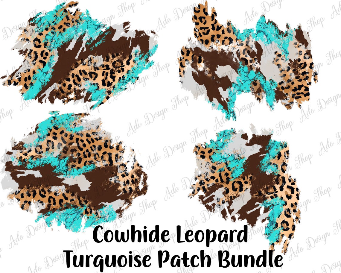 Cowhide Leopard Turquoise Patch Pngwestern Patch - Etsy