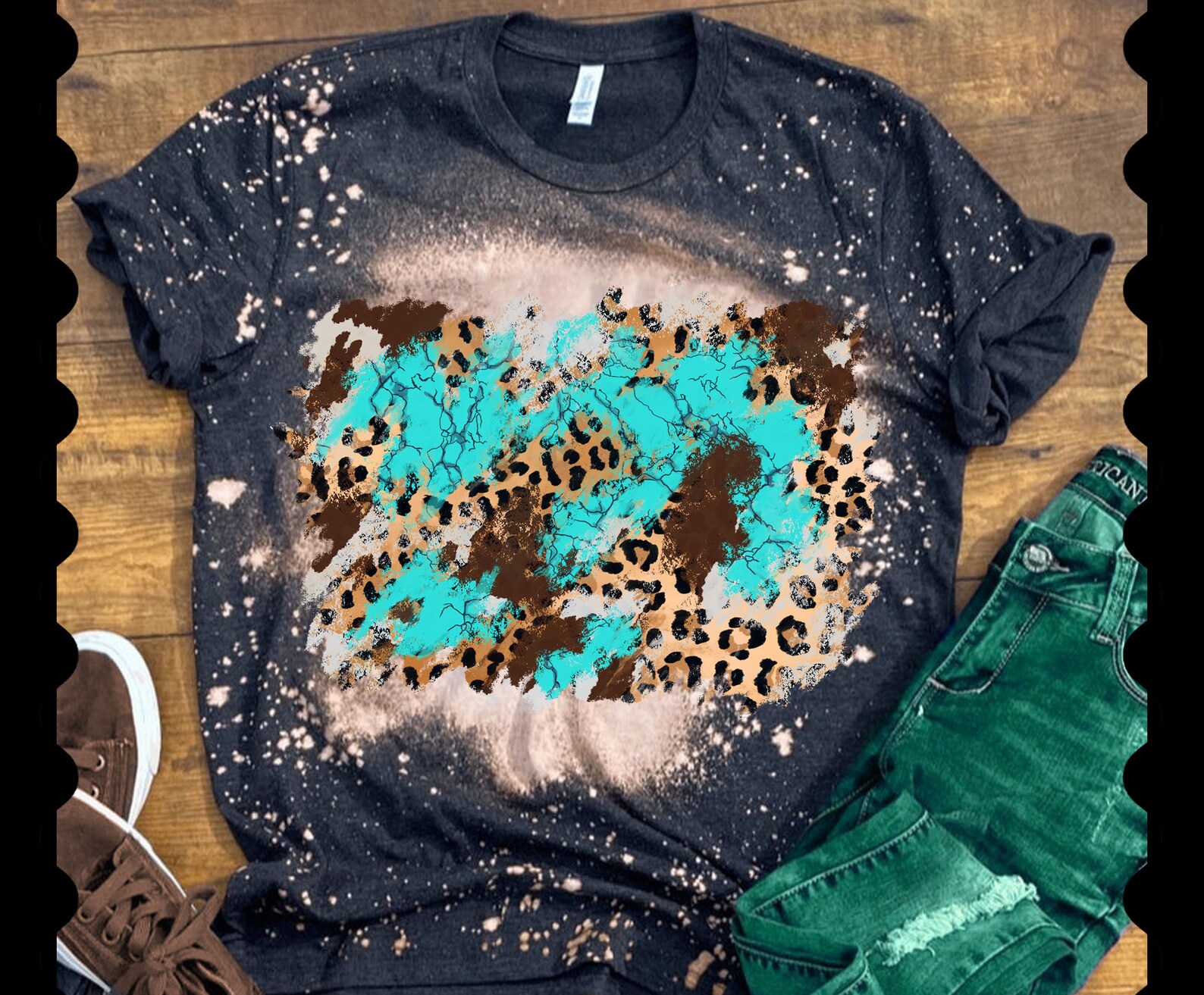 Cowhide Leopard Turquoise Distressed Background Png Western - Etsy