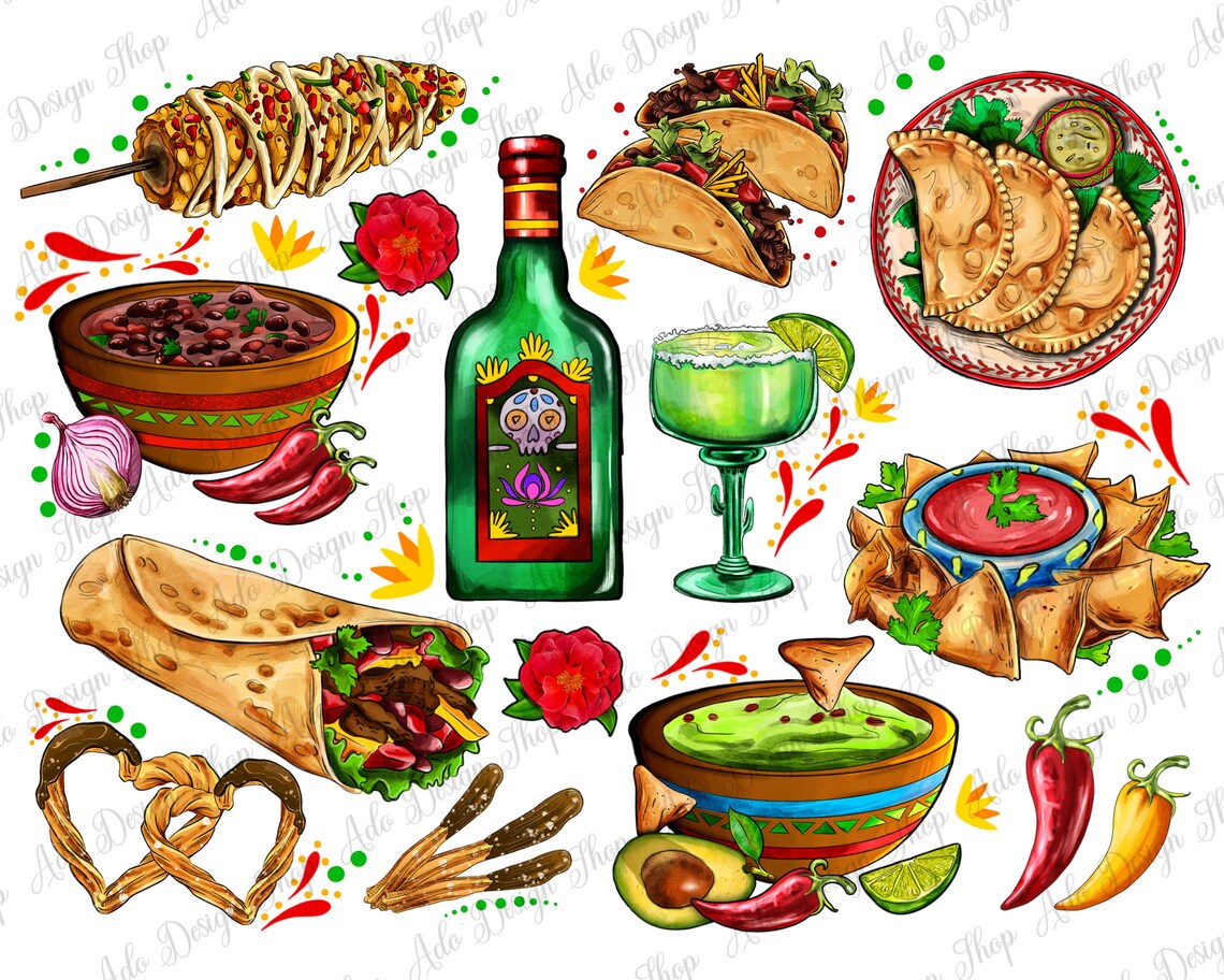 Mexican Traditional Food and Drinks Bundle 11 Png Images - Etsy