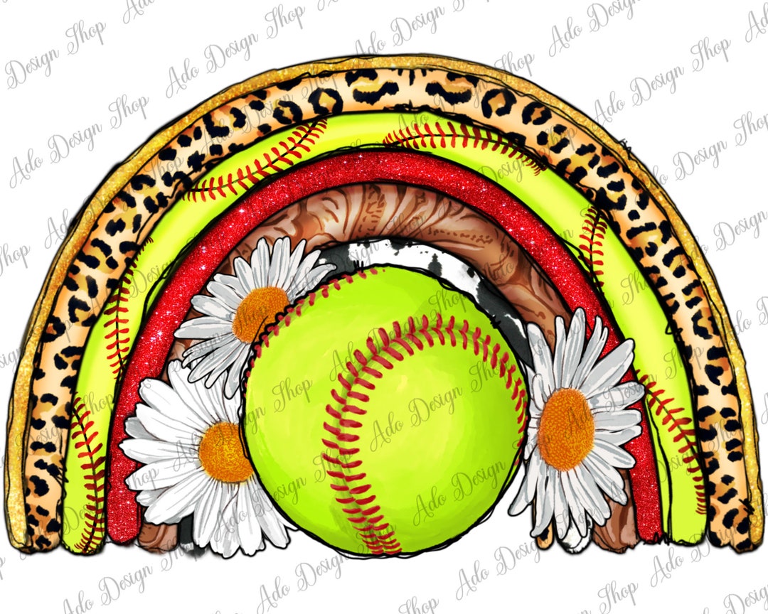 Softball Floral Rainbow Png Sublimation Design, Softball Rainbow Png ...