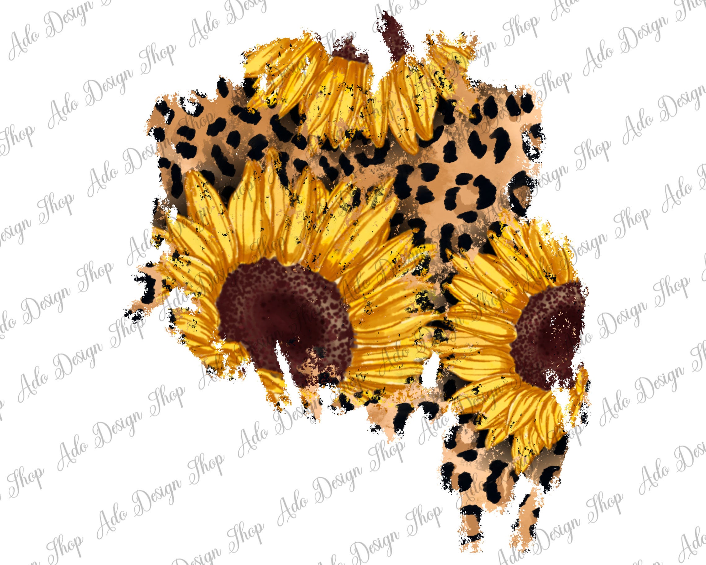 Sunflower Leopard Patch Png Western Patch Bundle Leopard - Etsy