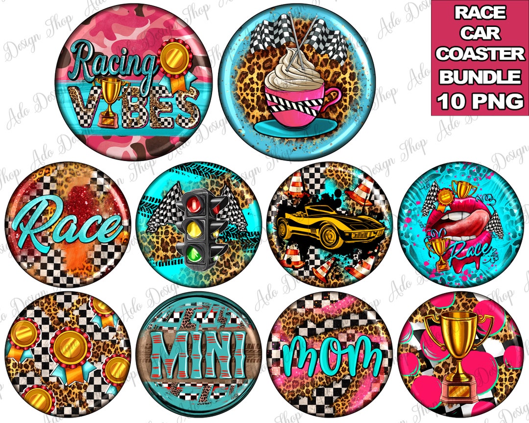 Race Car Coaster Png Sublimation Design Bundle, Checkered Race Png ...