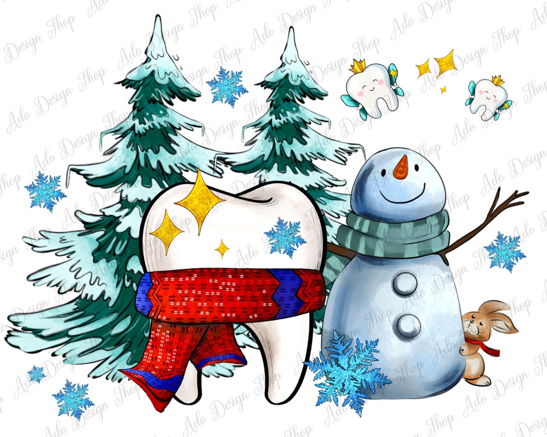 Dental Christmas Teeth and Winter With Snowman Png Sublimation Design ...