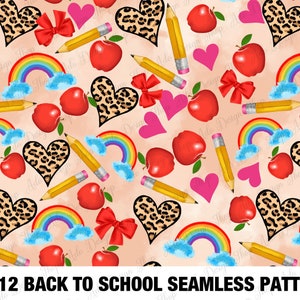 Back to School Seamless Pattern Png, Back to School Sublimation,school ...