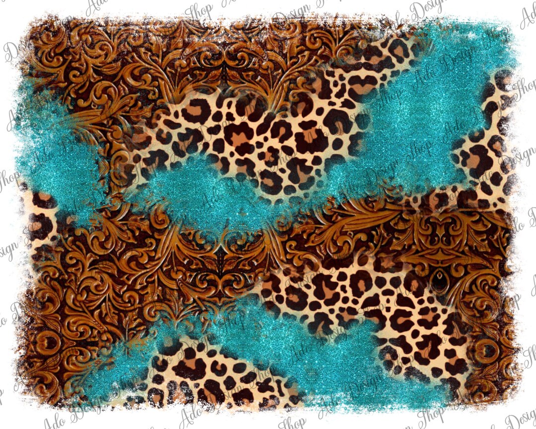 Turquoise Leopard Tooled Leatherbackground Png Sublimation Design ...