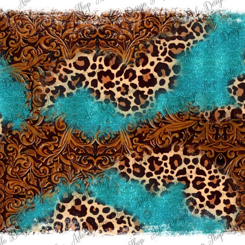 Leopard and Turquoise Background PNG Download Western - Etsy
