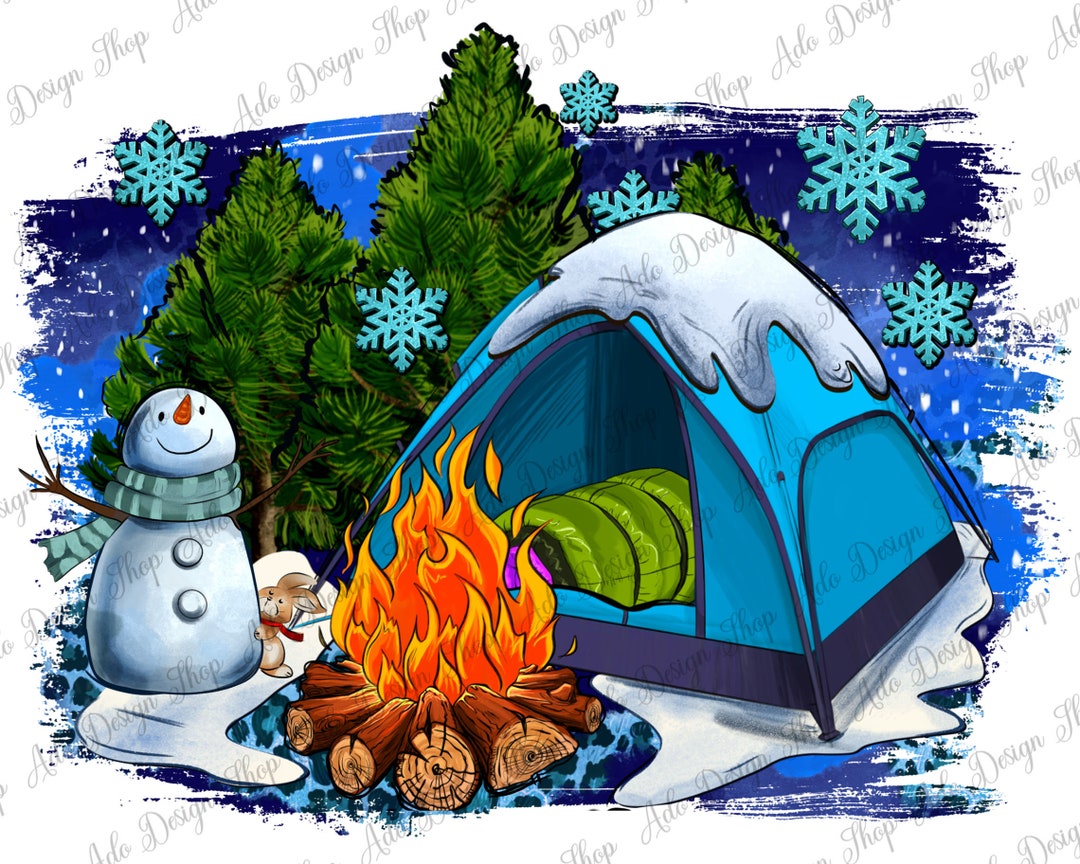 Winter Camping With Camp Fire Png Sublimation Design Download, Camp Png ...