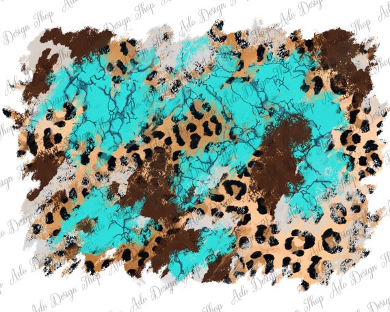 Digital Turquoise Glitter Png, Cowhide Background with Turquoise ...