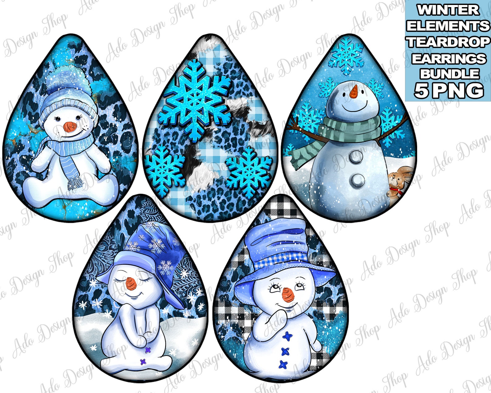 Winter Elements Teardrop Earrings Png Sublimation Design Download ...