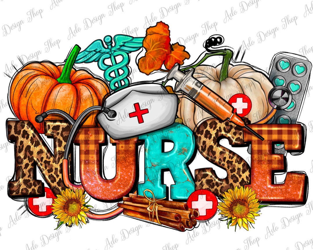 Nurse With Fall Element Png Sublimation Design, Nurse Png, Hello Fall ...