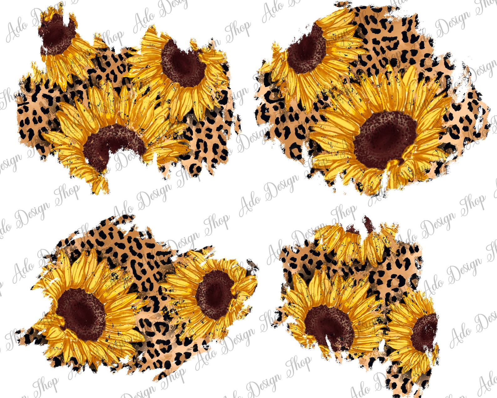 Sunflower Leopard Patch Png Western Patch Bundle Leopard - Etsy