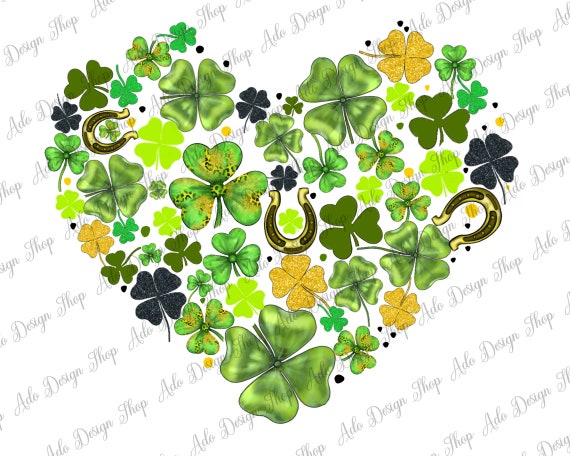 Heart Shaped Clover Png Sublimation Design Saint | Etsy