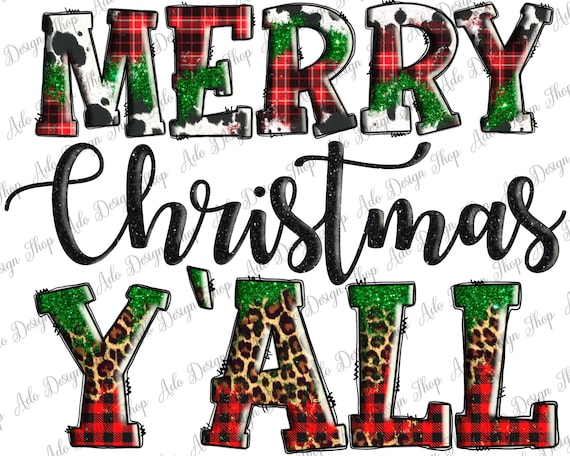 Merry Christmas Y'all Png Sublimation Design Merry - Etsy